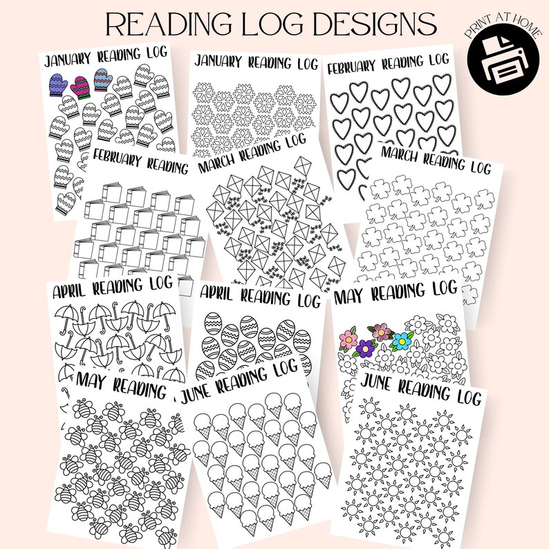 Printable Monthly Reading Logs for Kids - 24 Book Trackers for School ...