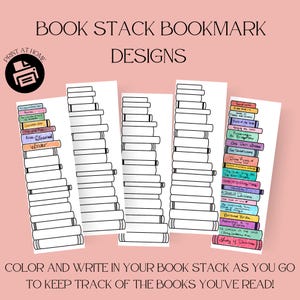 Printable Book Tracker Bookmark - 20 Book Stack Bookmark, Reading Log ...