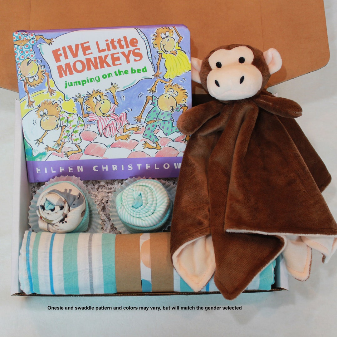 Five Little Monkeys Book Gift Box, Baby Shower Gift, New Baby Boy Gift ...