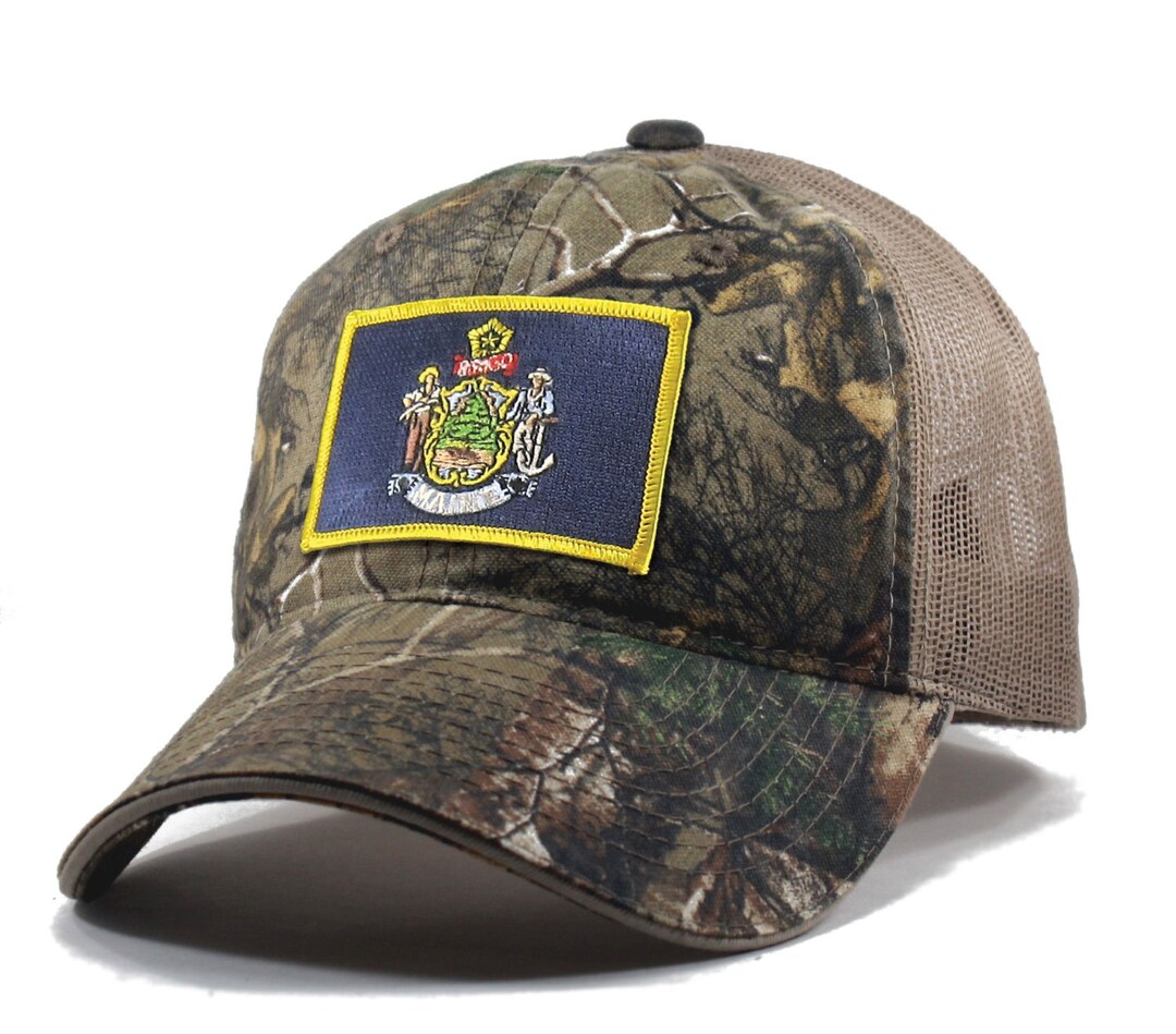 Homeland Tees Maine Flag Hat - Realtree Camo Trucker Men's Cap - Etsy