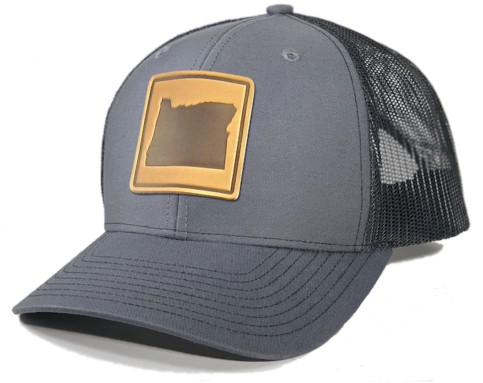 Homeland Tees Oregon Leather Patch Trucker Hat - Etsy