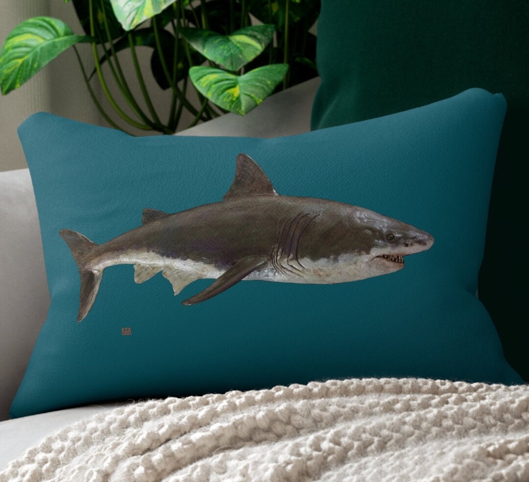 Shark Teal Lumbar Fish Bolster Couch or Sofa Pillows Shark - Etsy