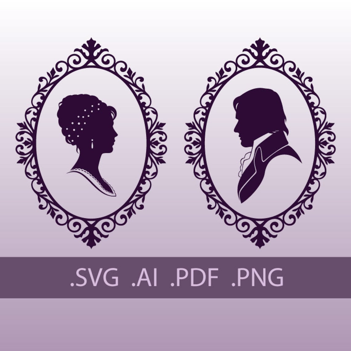 Pride and Prejudice - Elizabeth and Darcy Silhouettes With Ornate ...