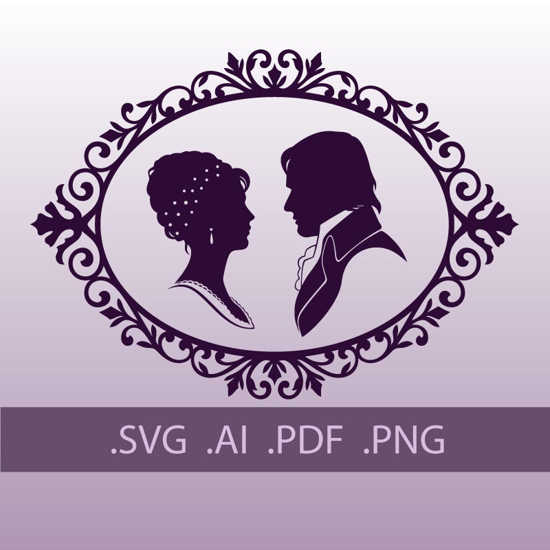 Pride and Prejudice - Elizabeth and Darcy Silhouettes With Ornate ...