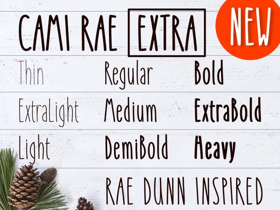Cami Rae EXTRA Font 9-weights Thin to Heavy Numbers | Etsy