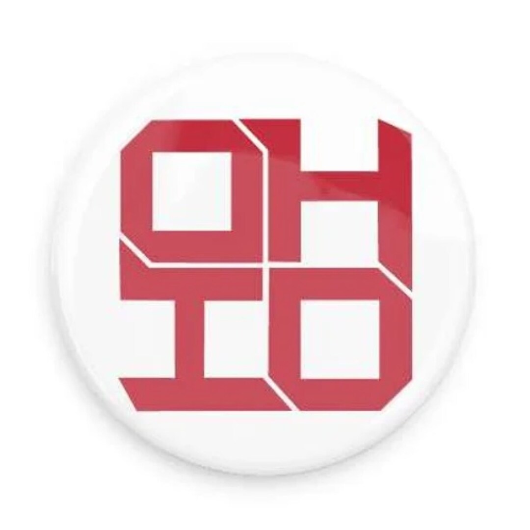 White and Red Ohio Button - Etsy
