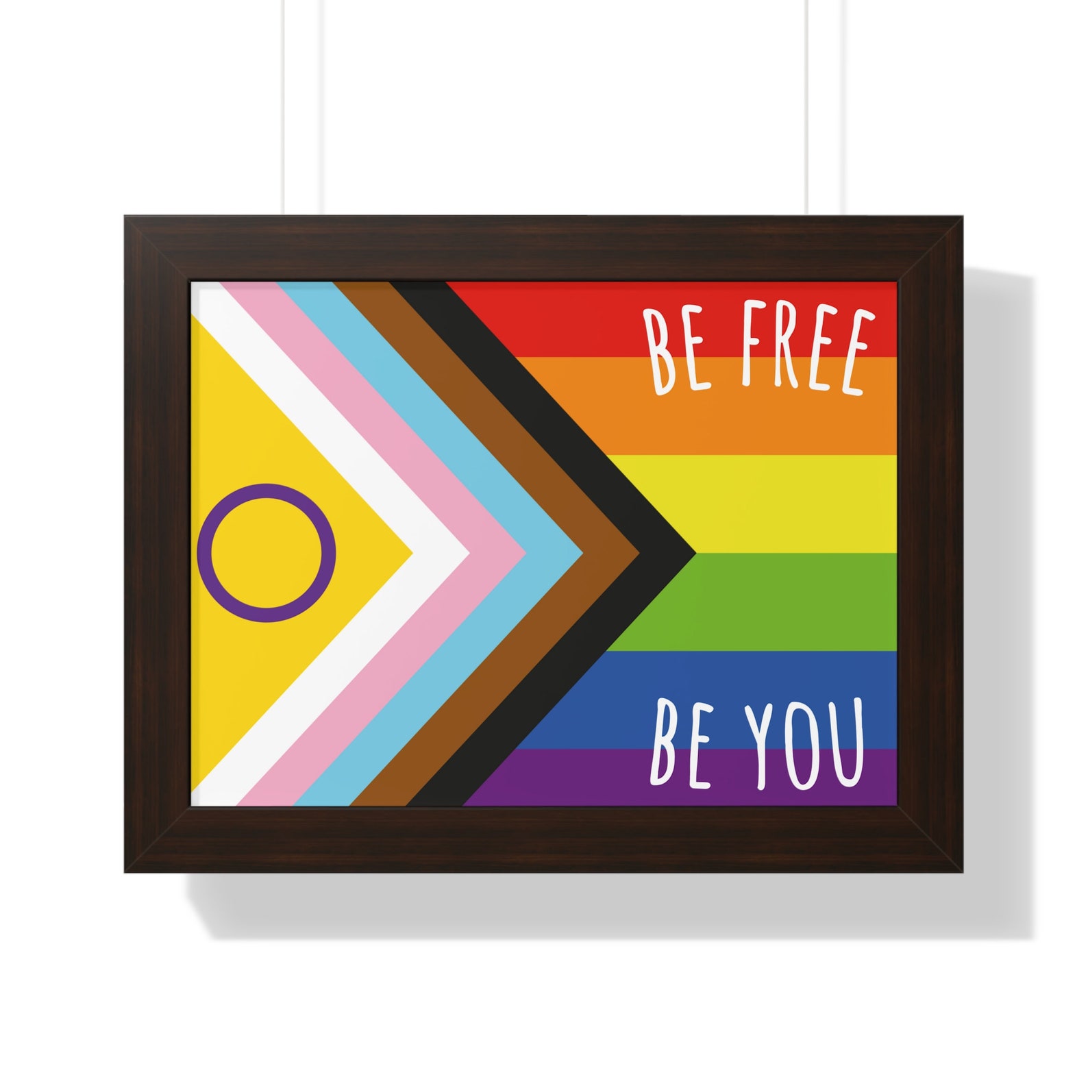 Framed Poster Pride Flag, LGBTQ Intersex Progressive Flag, Be Free, Be ...