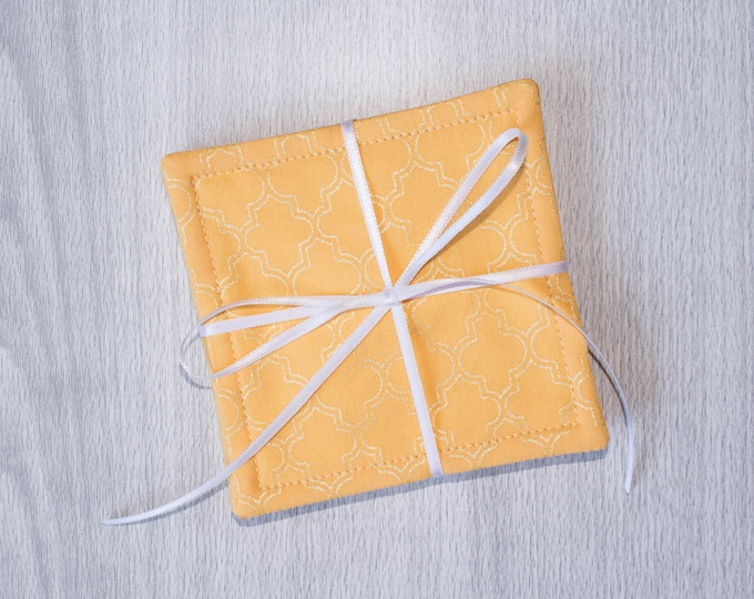 Square Coasters, Set of 4, Green Marble Fabric Coasters, Square Coffee ...