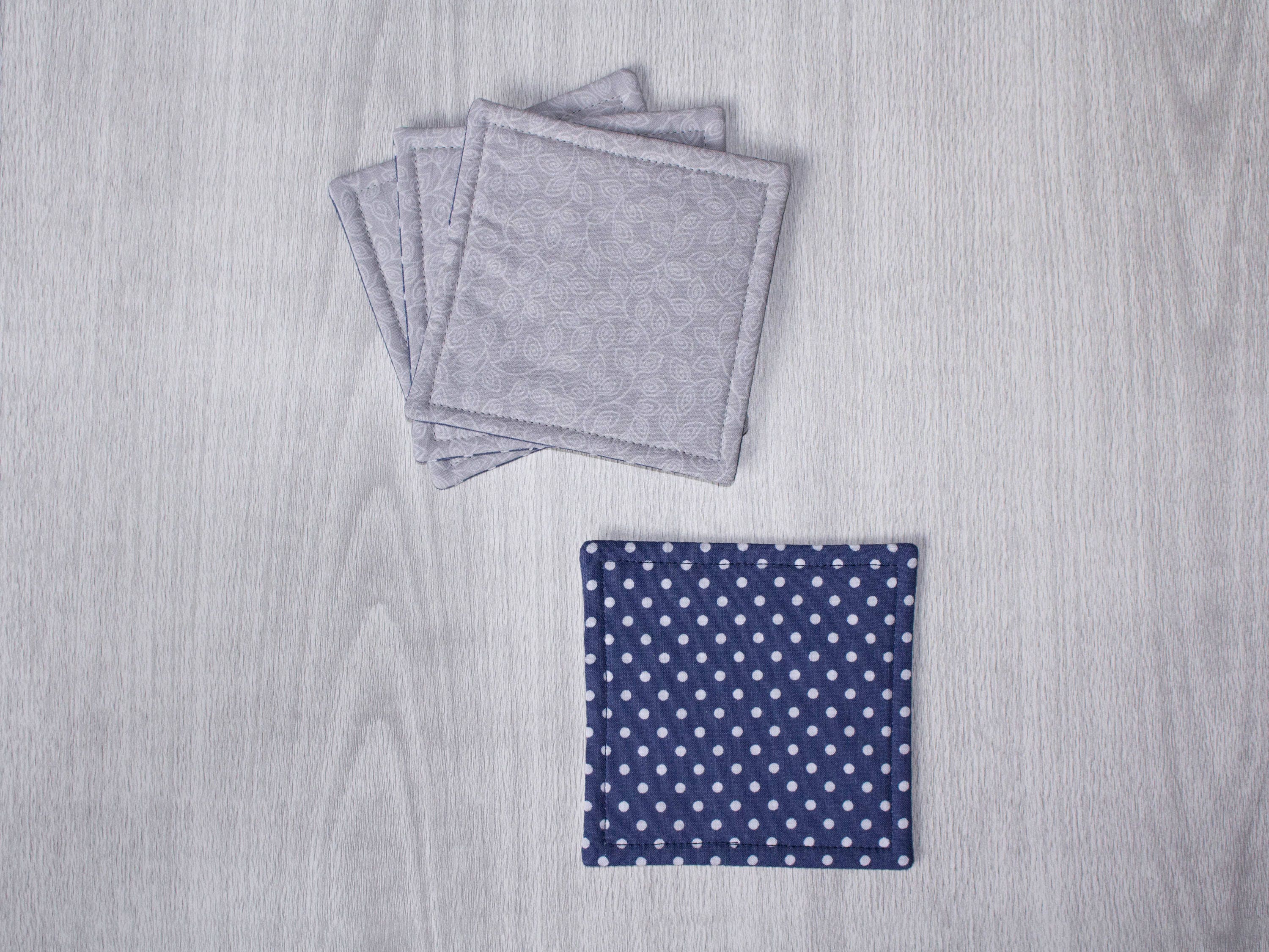 Gray and Blue Cloth Drink Coasters Cloth Coasters Fabric Coaster Set - Etsy