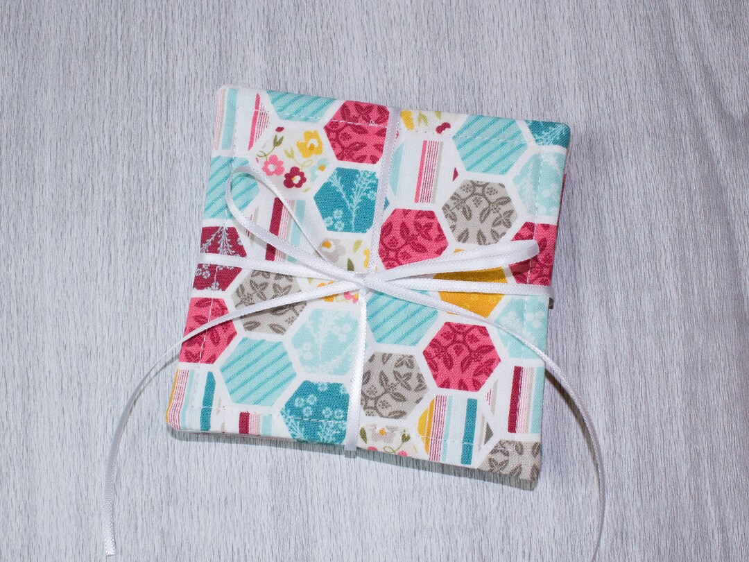 Fabric Coasters - Cloth Coasters - Multi Colored Hexagon Cloth Coaster ...