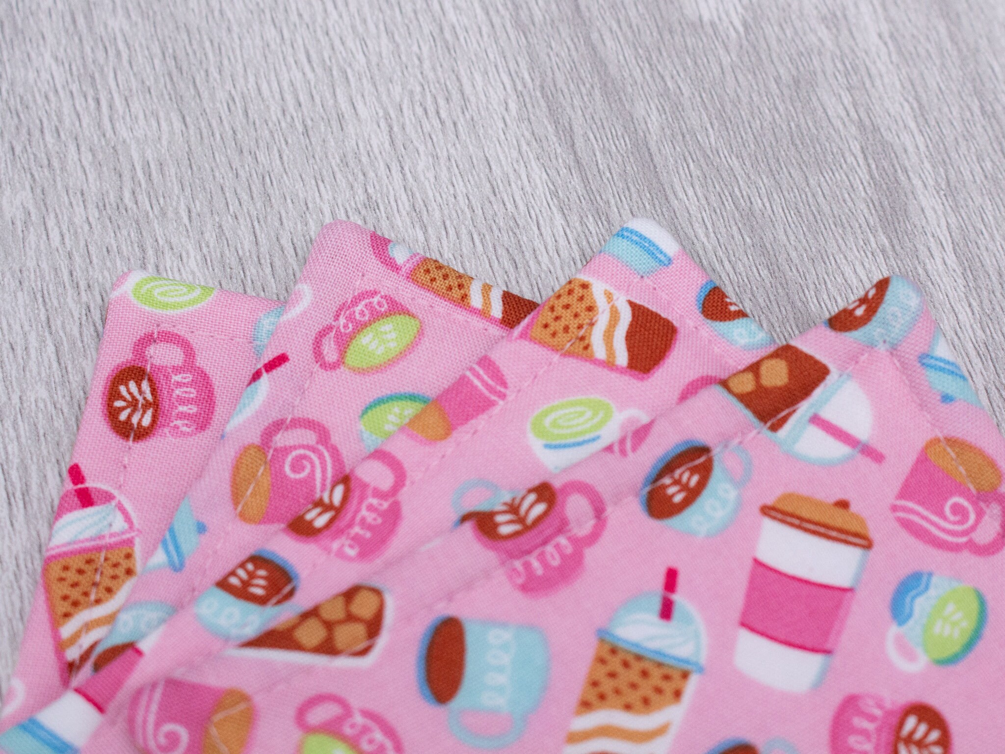 Pink Coffee Cloth Drink Coasters Cloth Coasters Fabric Coaster Set - Etsy