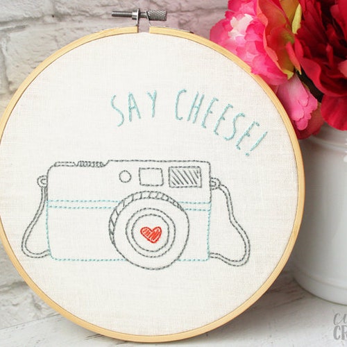 Smile Camera Embroidery Pattern Words Embroidery Pattern | Etsy