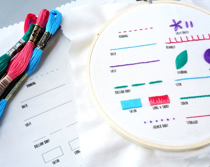 Beginner Embroidery Kit Stitch Sampler - Etsy