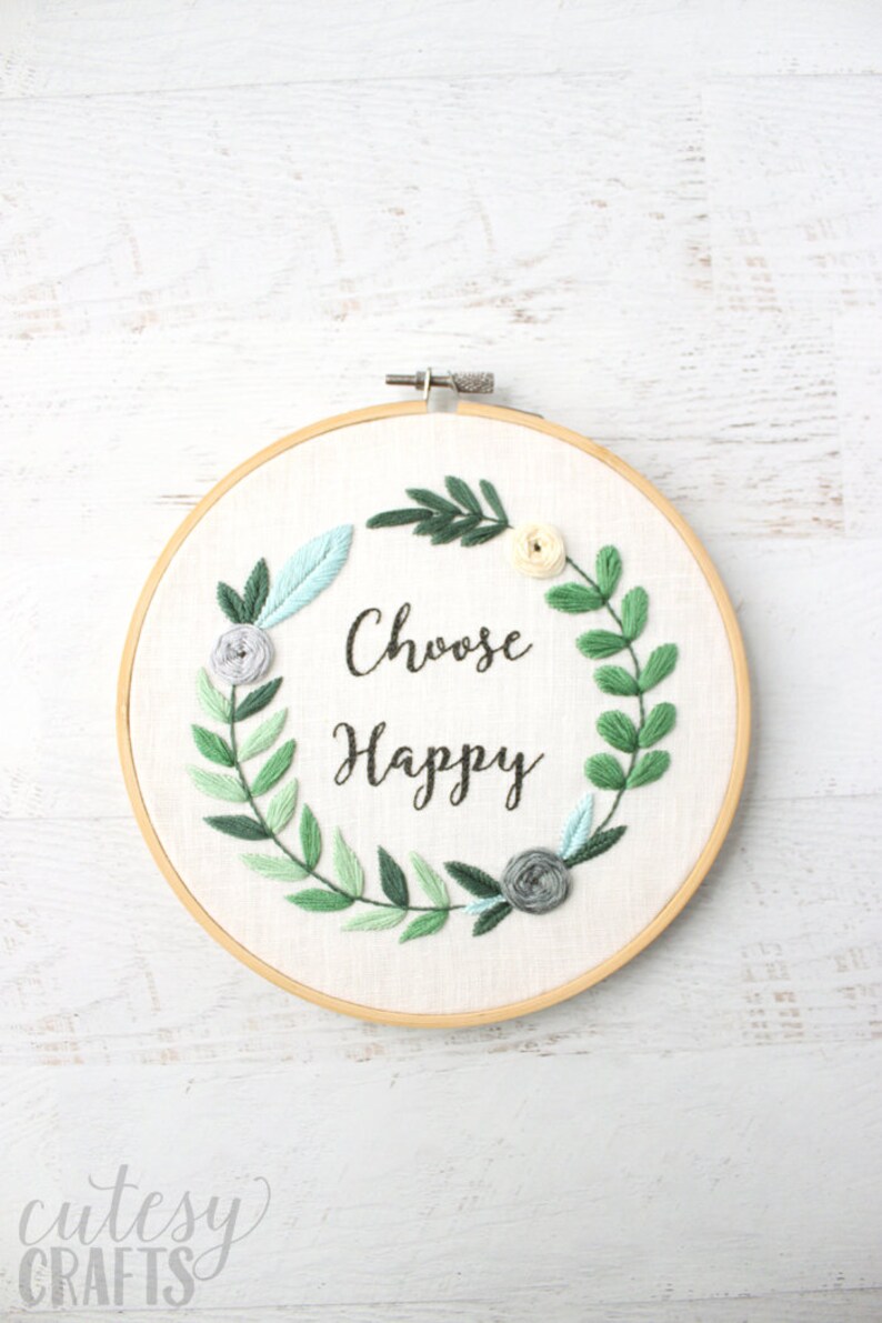Choose Happy PDF Hand Embroidery Pattern - Etsy