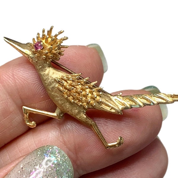 Gold Roadrunner Pin - Etsy