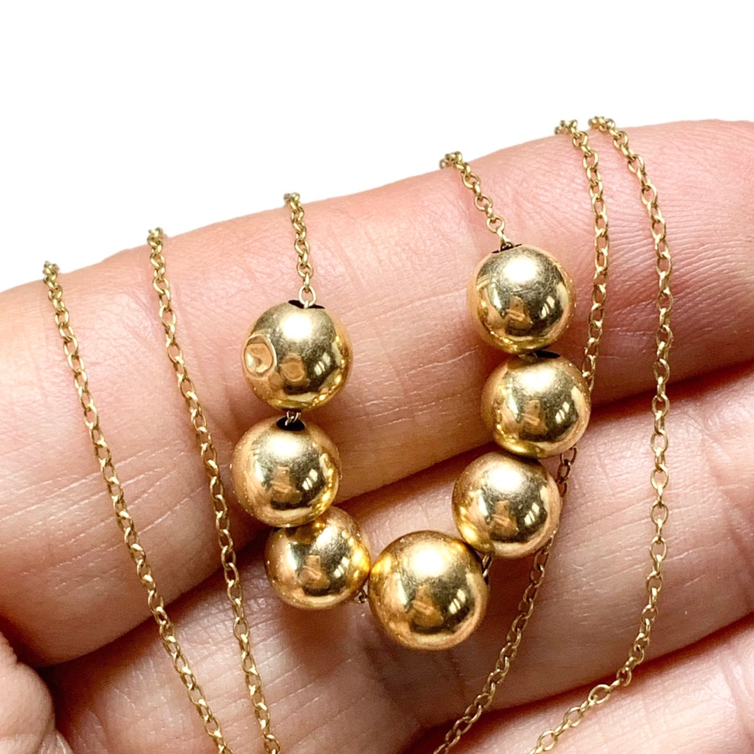 Vintage 14k Gold Add a Bead Necklace, 20 Chain With Ball Beads, Dent - Etsy