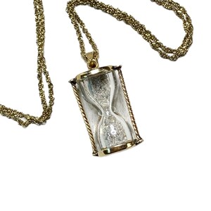 Vintage 10k Gold Hourglass Pendant Necklace, With Diamond Dust, 18 ...
