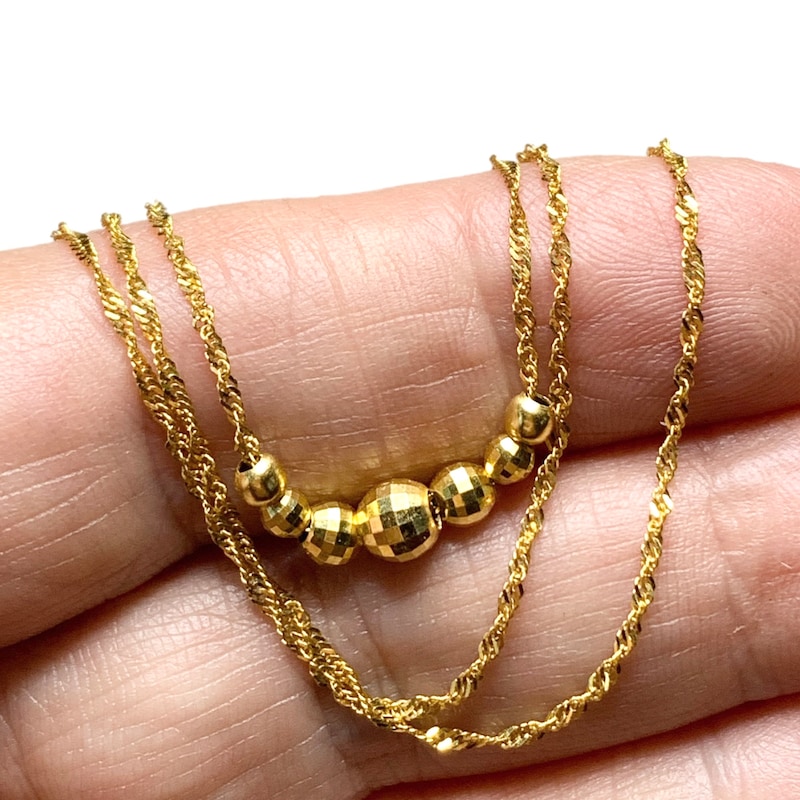 14k Gold Bead Necklace - Etsy