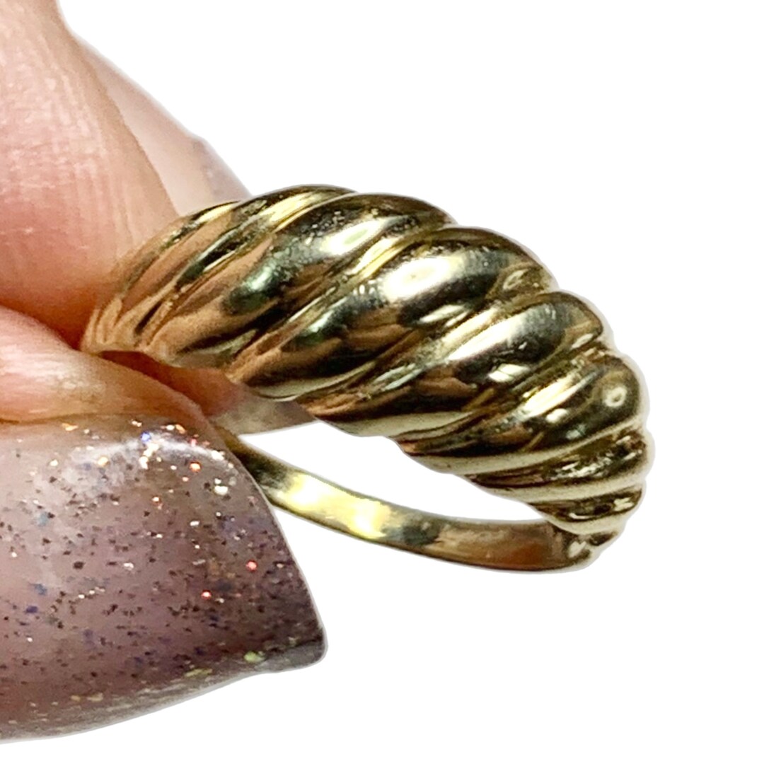 Vintage 14K Gold Dome Ring Croissant Pattern Sz 4 1/2 - Etsy