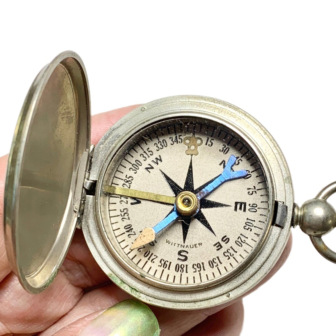 Antique Wittnauer Compass Engineering Pendant Fob Glass Top - Etsy