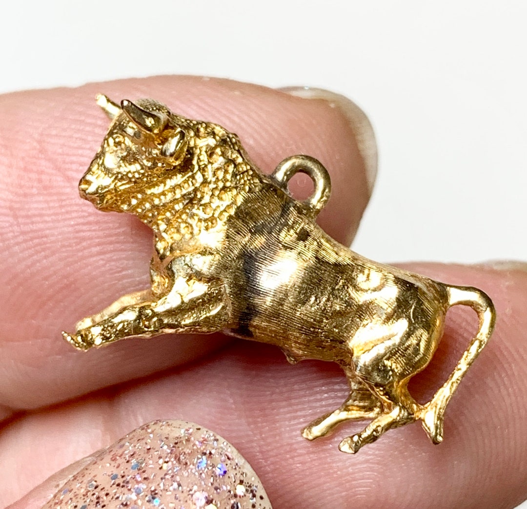 Vintage 14k Gold Bull Charm 3d Pendant. Fine Jewelry. Solid - Etsy