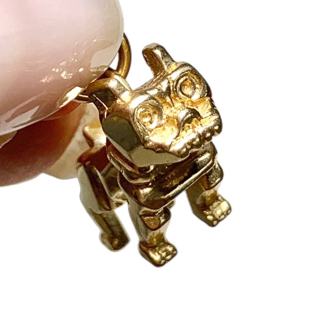 Art Deco 14k Gold Bulldog Charm, Cubist Pendant, Solid Gold, Over 10 ...