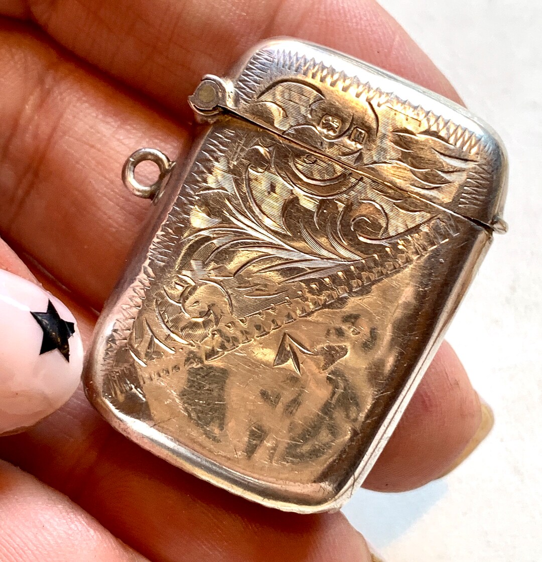 Antique Sterling Pocket Watch Fob Vesta Match Safe - Etsy