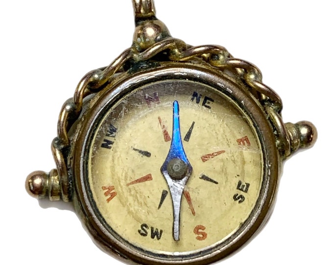 RESERVED Antique 9k Gold Compass Fob, Nautical Motif, Hallmarks, Over 6 ...