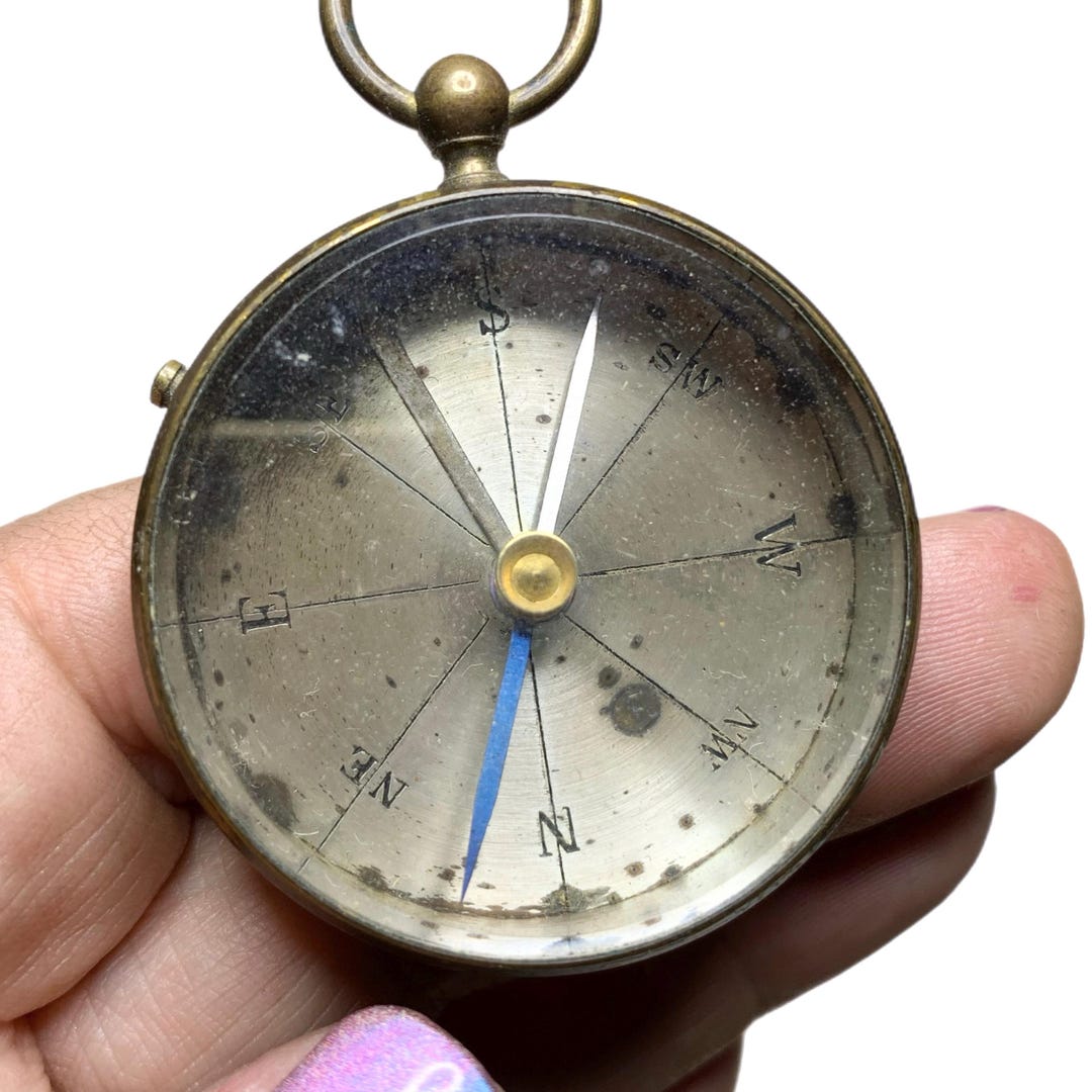Antique Brass Compass, France, Glass Top, Pendant, Hiking, Camping - Etsy