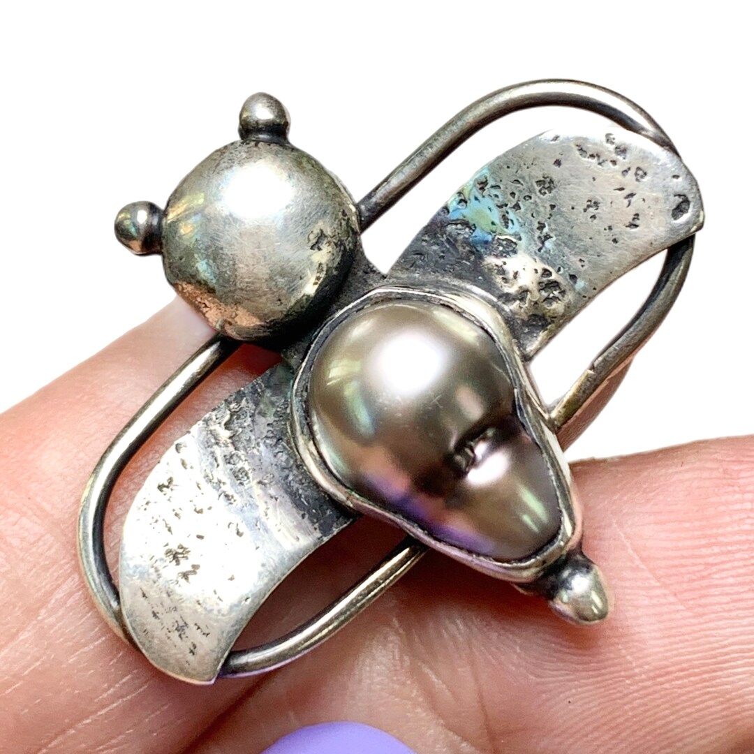 Vintage Sterling Bumblebee Brooch, With Baroque Pearl, Hat or Lapel Pin ...
