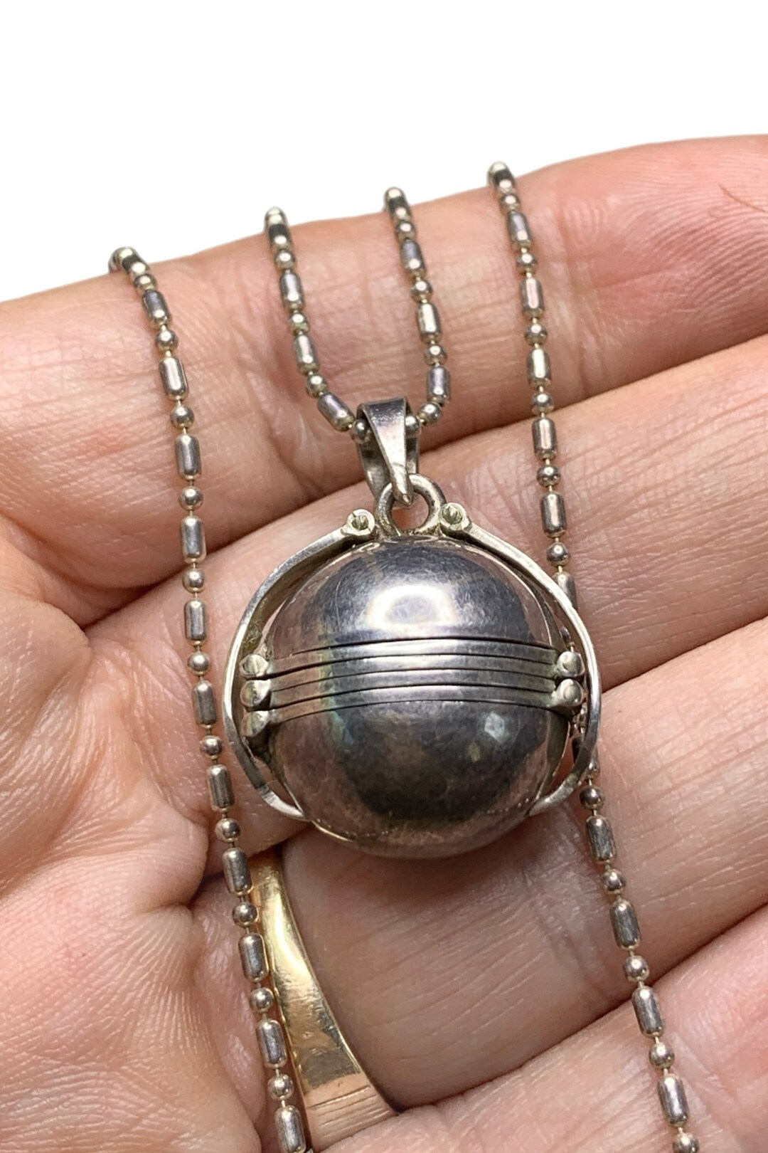 Vintage Sterling Silver Orb Locket, Pendant Necklace, Taxco Mexico, 20 ...