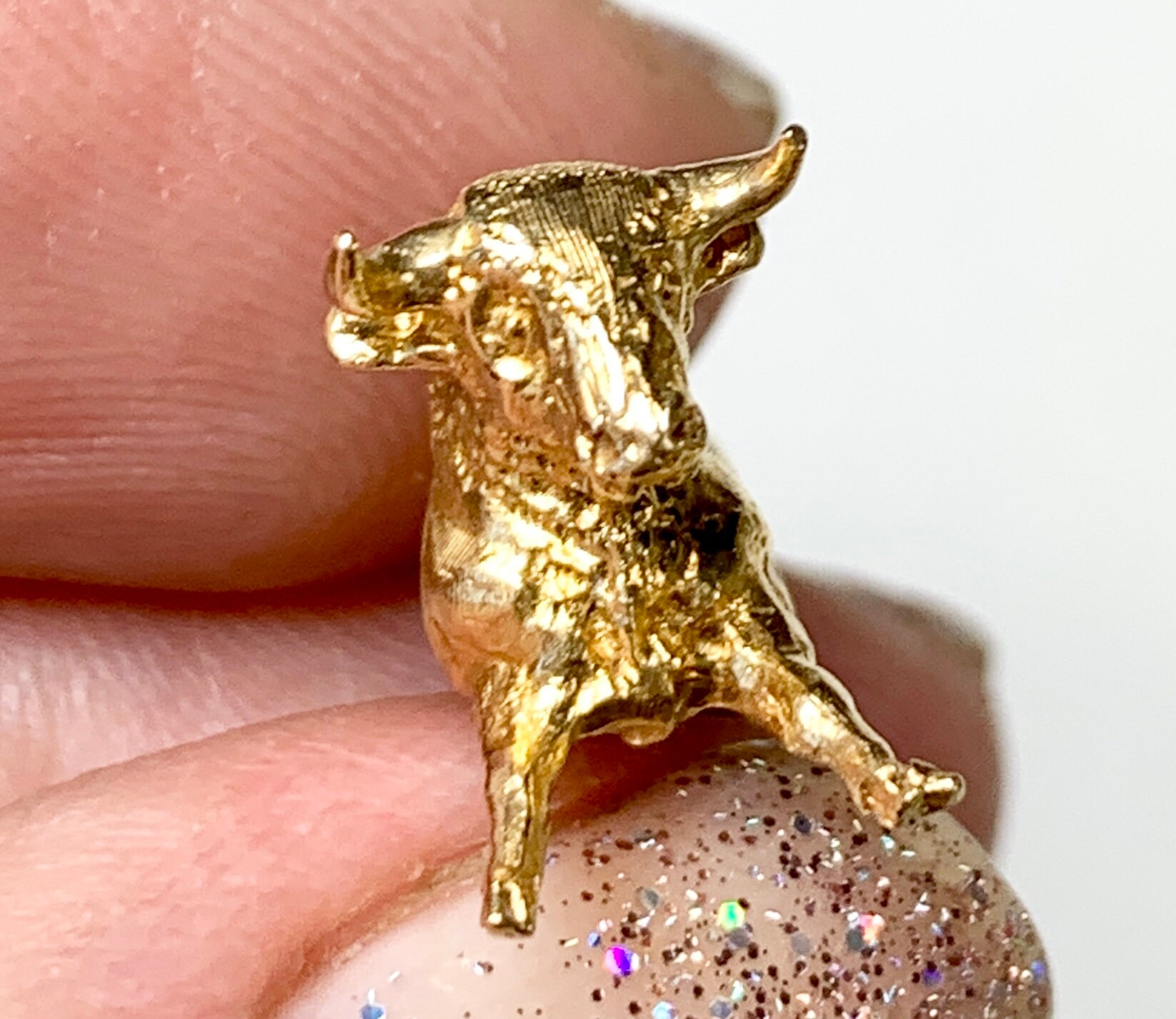 Vintage 14k Gold Bull Charm 3d Pendant. Fine Jewelry. Solid - Etsy
