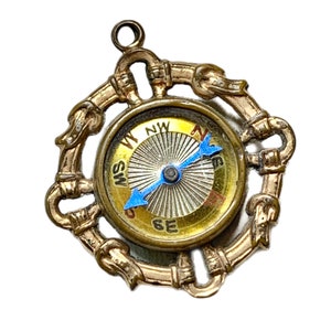 Antique Gilt Compass Fob, Equestrian Motif, Double Sided Pendant - Etsy