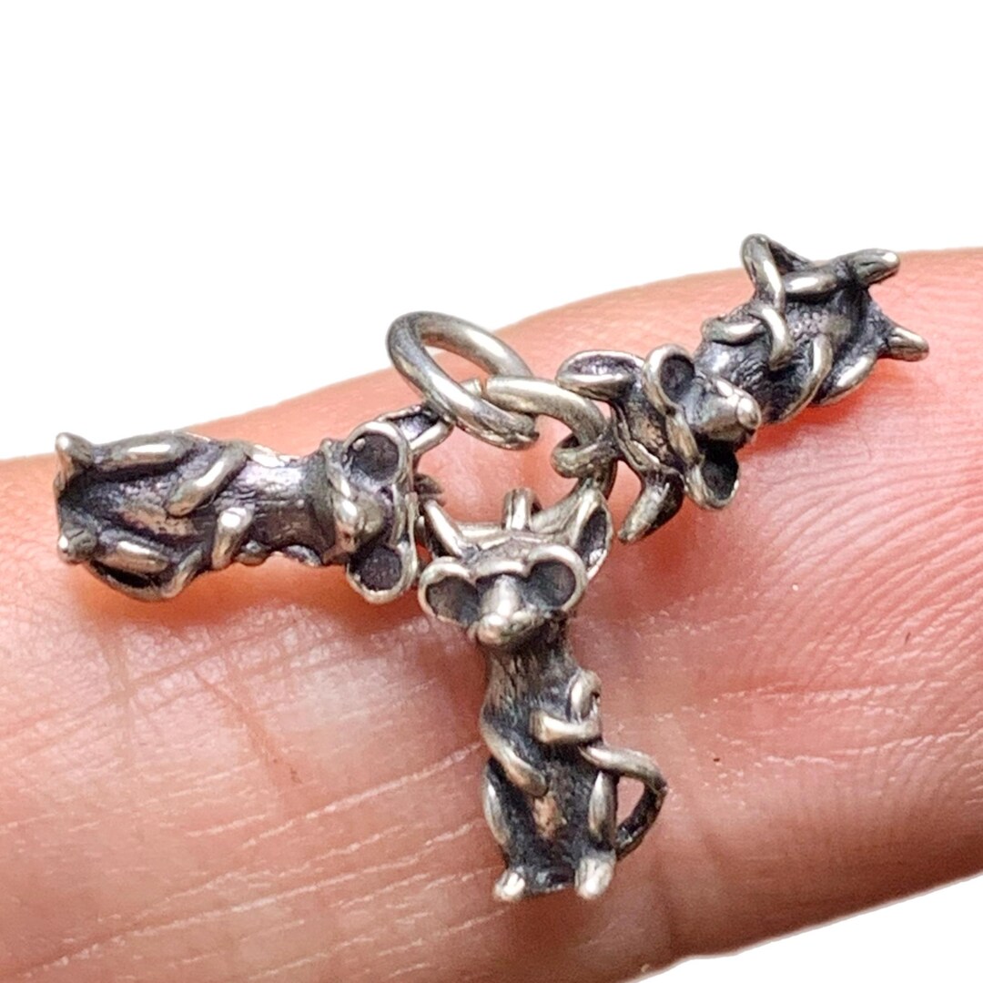 Deco Sterling Silver Three Blind Mice Charm, 3D Pendant - Etsy