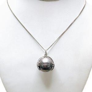 Vintage Sterling Silver Orb Locket, Pendant Necklace, Holds 10 Photos ...