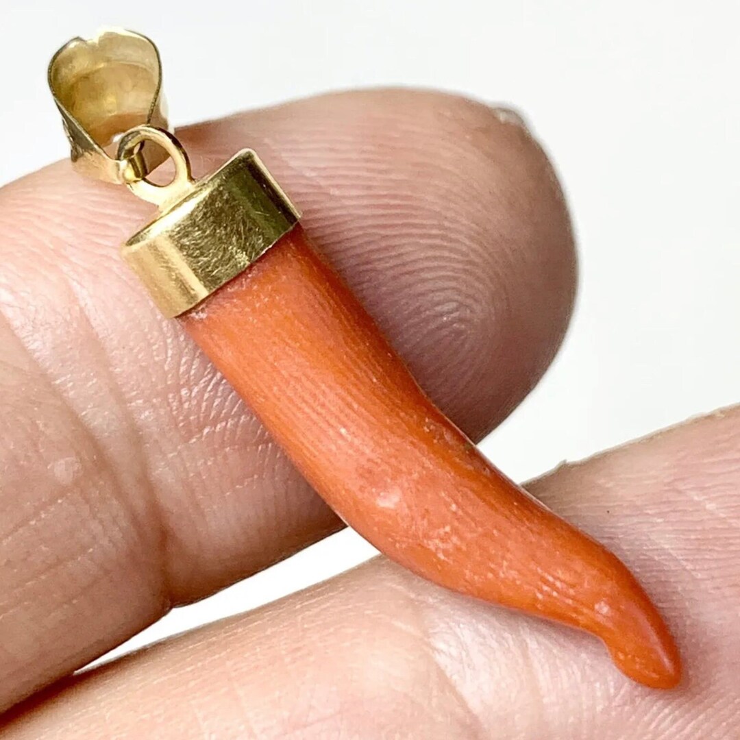 Vintage 18k Gold Capped Horn Pendant Corno Amulet Coral - Etsy