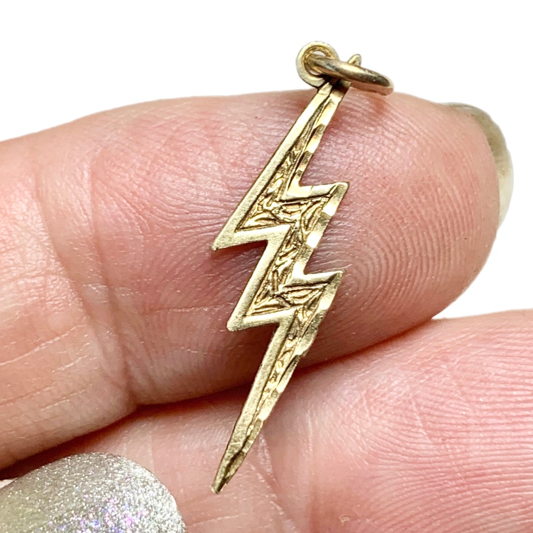 Vintage 14k Gold Lightening Bolt Charm, Fine Jewelry - Etsy