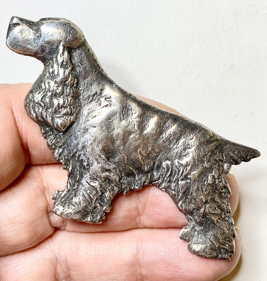 Sterling Spaniel Brooch Large Hunting Dog Pin. Vintage - Etsy