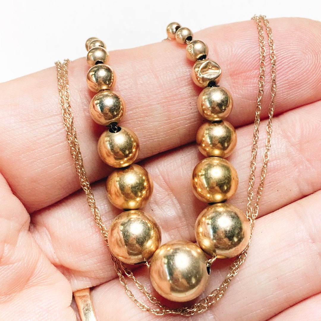 Vintage 14k Gold Add a Bead Necklace, 21 Chain With Ball Beads, Dent - Etsy
