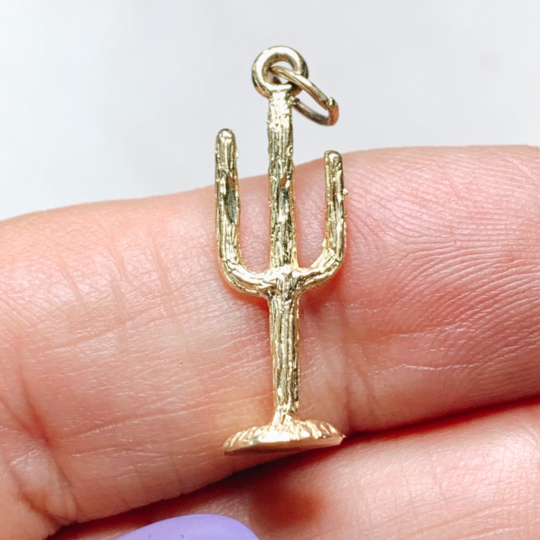 Vintage 14k Gold Saguaro Cactus Charm, 3d Pendant - Etsy