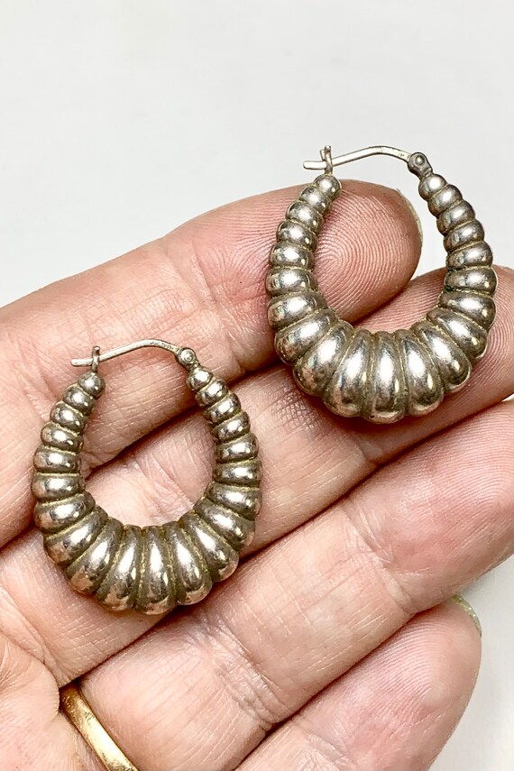 Sterling silver shrimp hoops - Gem