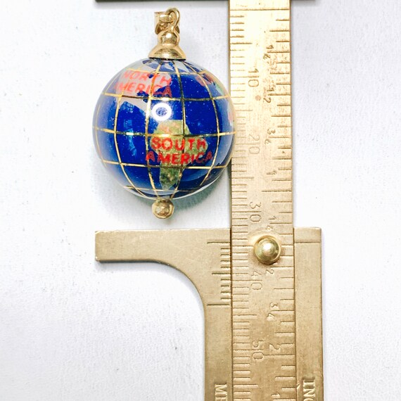 14k Globe Charm, with Gemstones, World Map Pendant - Gem