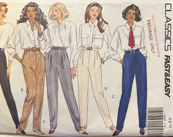 Butterick Patterns: Pants/classics Fast & Easy/pattern 6420 - Etsy
