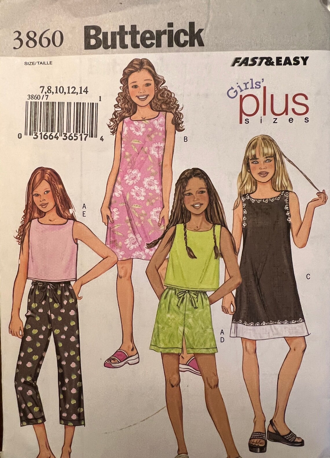 Butterick Patterns: Fast & Easy Girls' Plus Sizes/pattern #3860 - Etsy