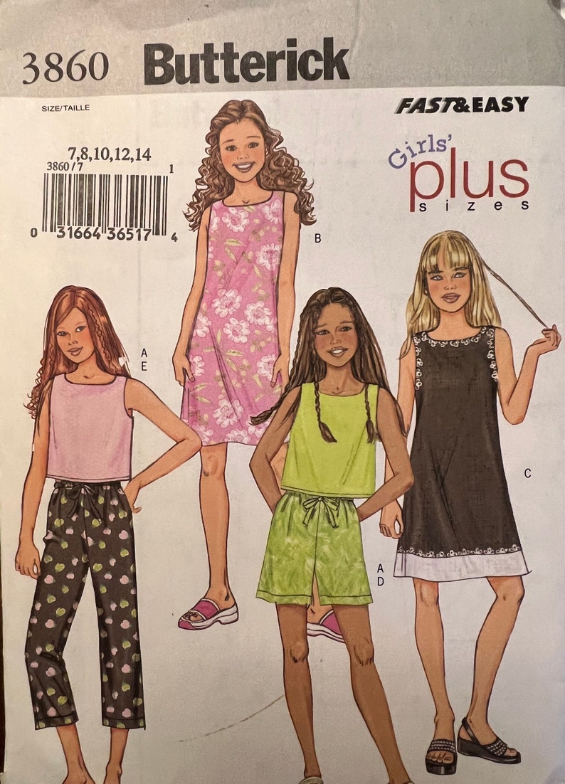 Butterick Patterns: Fast & Easy Girls' Plus Sizes/pattern #3860 - Etsy