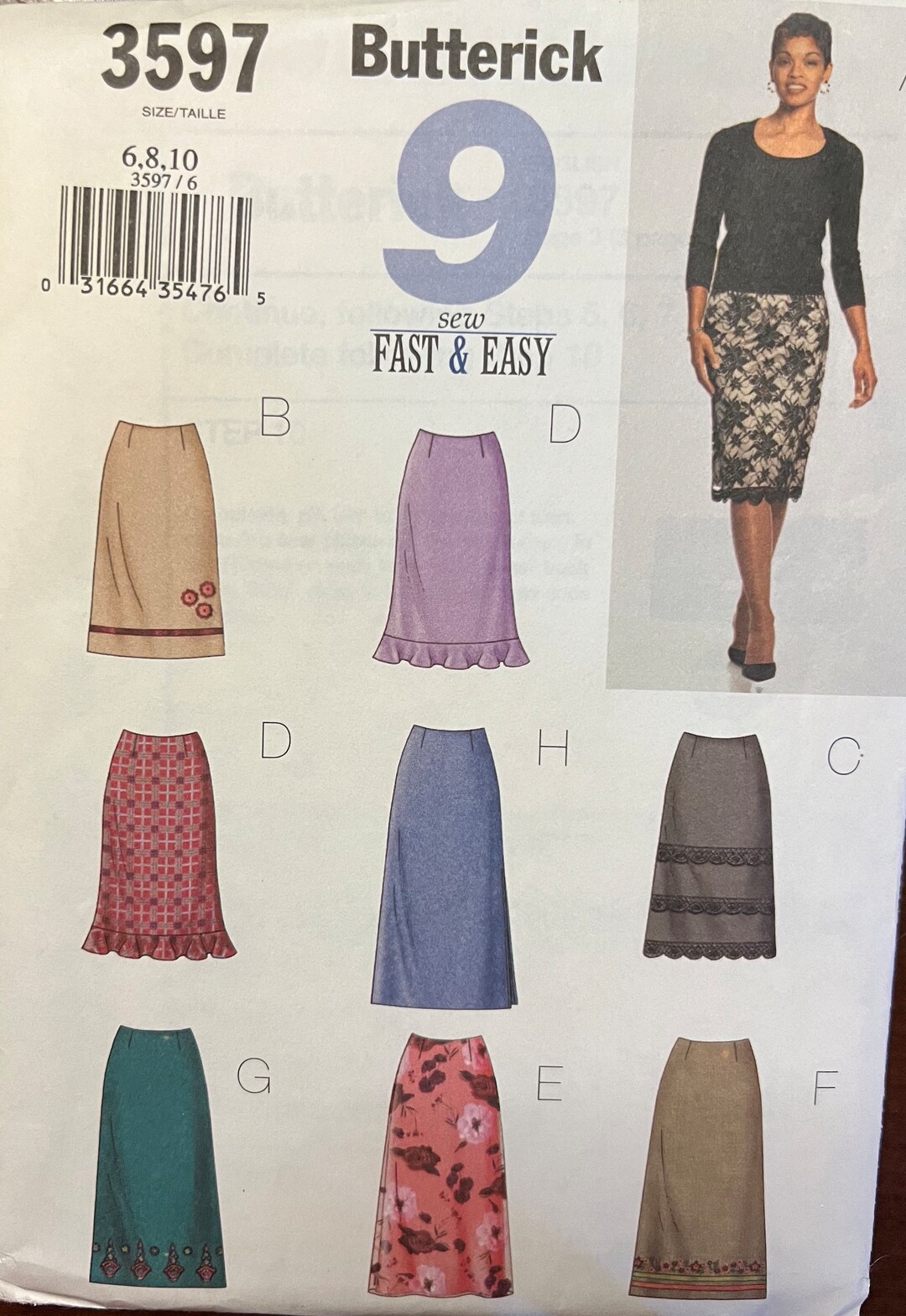 Butterick Patterns: 9 Sew Fast & Easy Skirts/pattern 3597 - Etsy
