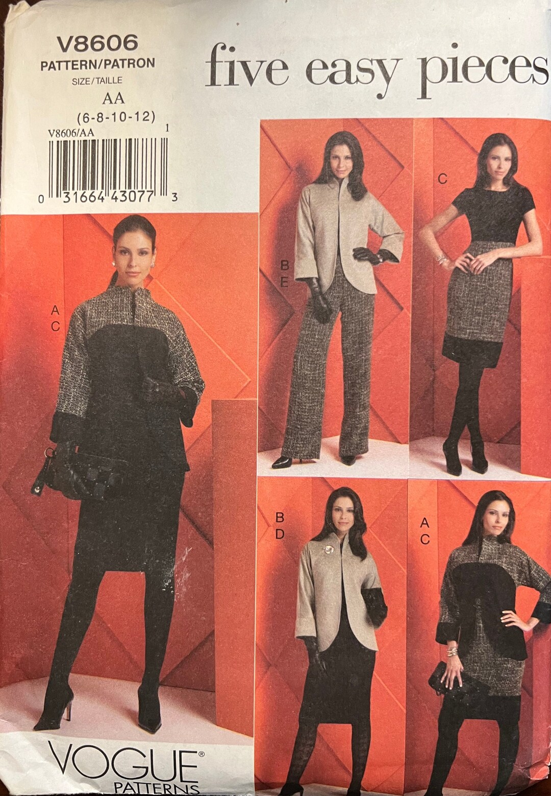 Vogue Patterns: Five Easy Pieces/v8606 - Etsy