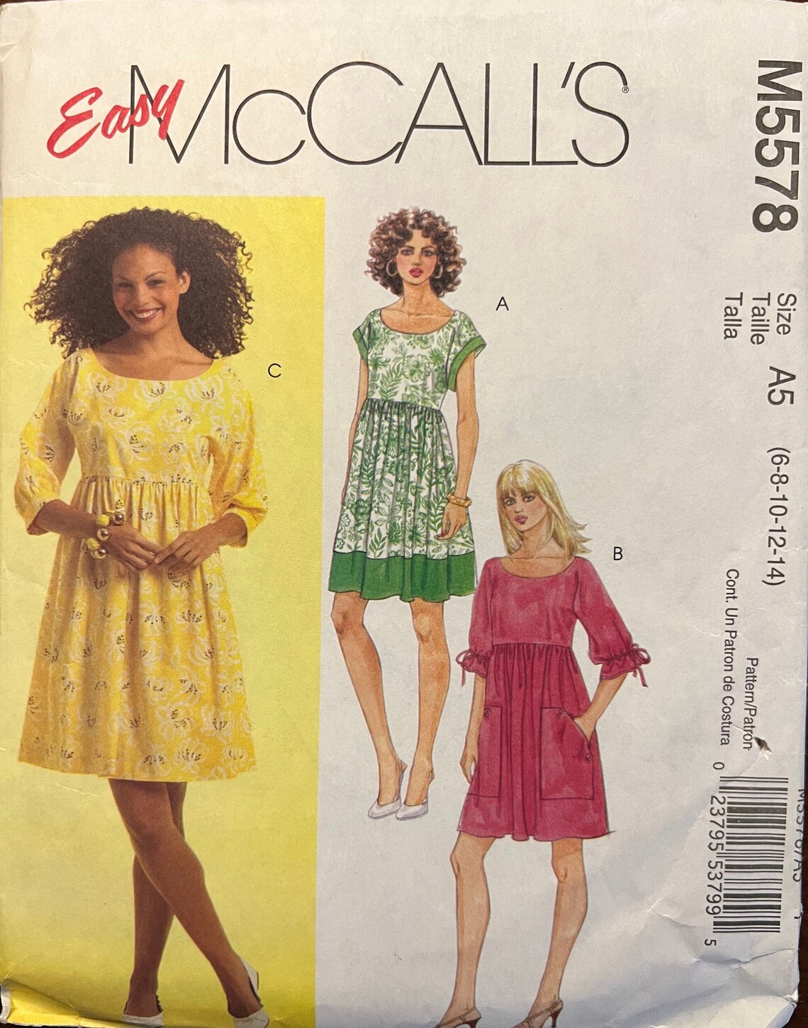 Mccall's Patterns: Easy Mccall's/pattern 5578 - Etsy
