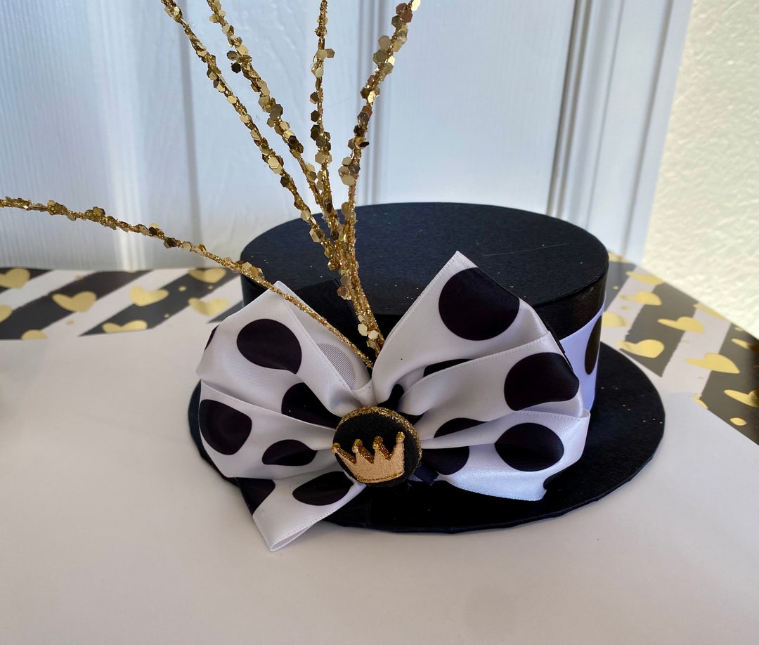 Small Crown Hat Wreath Attachment Black, White and Gold Bling - Etsy