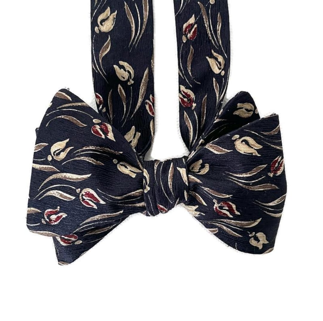 Silk Bow Tie for Men - Midnight Garden - One-of-a-kind, Handcrafted ...
